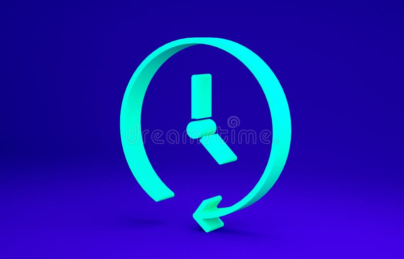 Green Clock Icon Isolated on Blue Background. Time Symbol. Minimalism ...