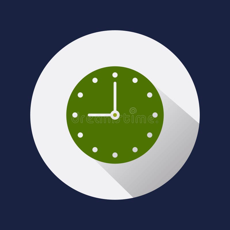 Green Clock Icon with Shadow. Vector Illustration Stock Vector ...
