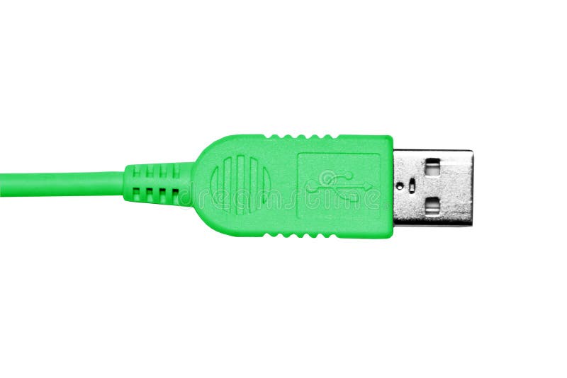 Green Close Up Shot of Usb Cable Isolated on White Stock Photo - Image ...