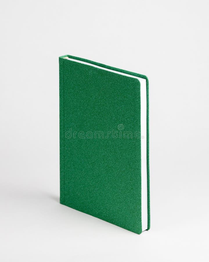 Green Closed Diary Standing on Table on White Background. Side View ...