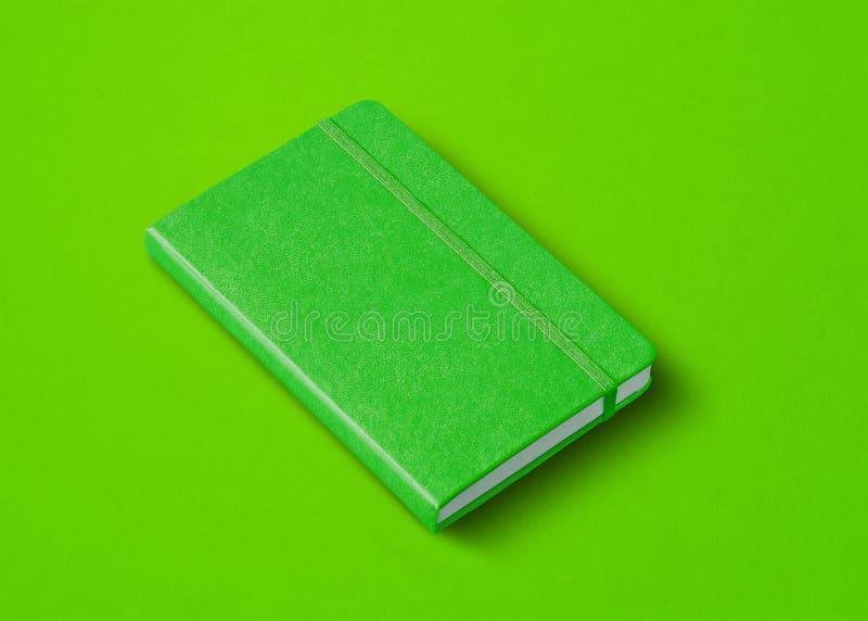 Green Closed Notebook Isolated on Color Background Stock Illustration ...