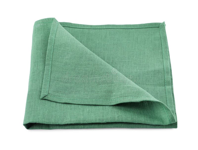 Green Cloth Kitchen Napkin Isolated on White Stock Image - Image of ...