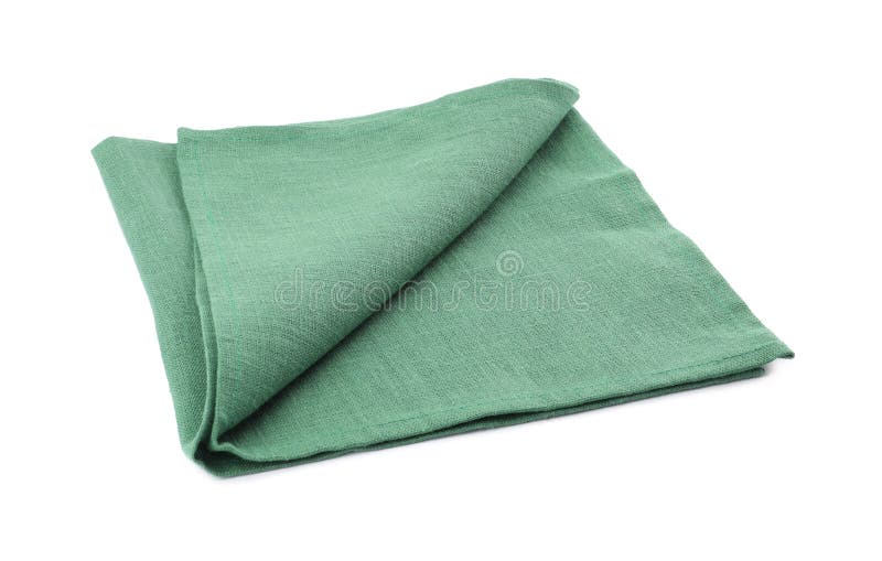 Green Cloth Kitchen Napkin Isolated on White Stock Photo - Image of ...