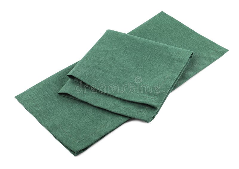 Green Cloth Kitchen Napkins Isolated on White Stock Image - Image of ...