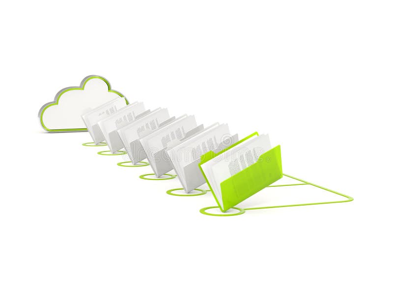 Green Cloud Drive Icon with Folders Stock Illustration - Illustration ...