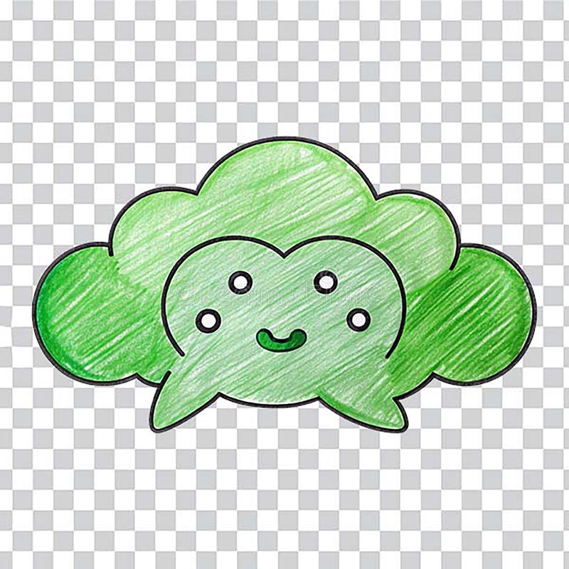 Green Cloud Hand Drawn of Speech Stock Illustration - Illustration of ...
