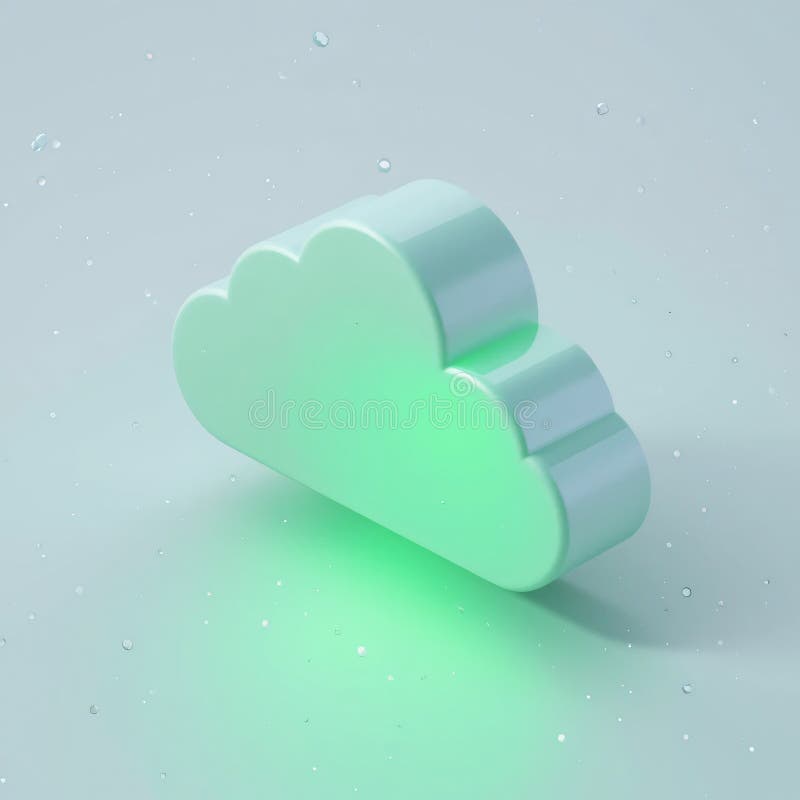 Green Cloud Icon with Glowing Effect on Gradient Background Stock ...