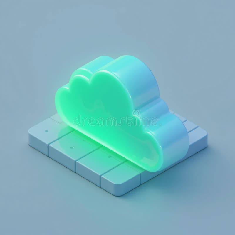 Green Cloud Icon with Neon Glow on Gradient Background Stock ...