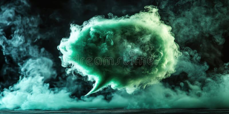 Green Cloud-like Smoke Formation with Dramatic Lighting on Dark ...