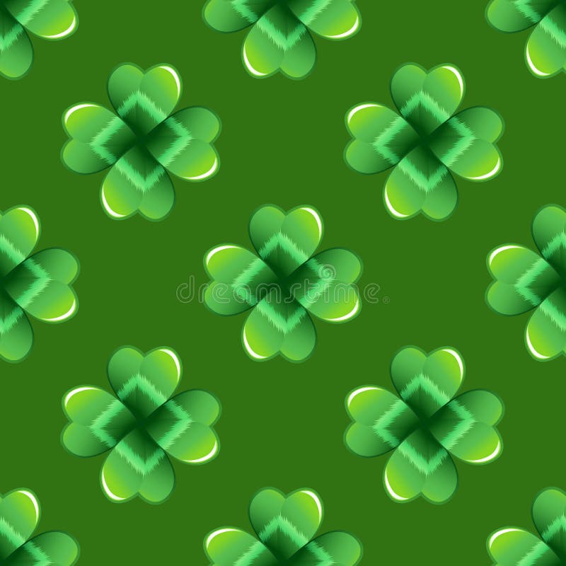 Green Clover Leaves Seamless Pattern Stock Vector Illustration Of