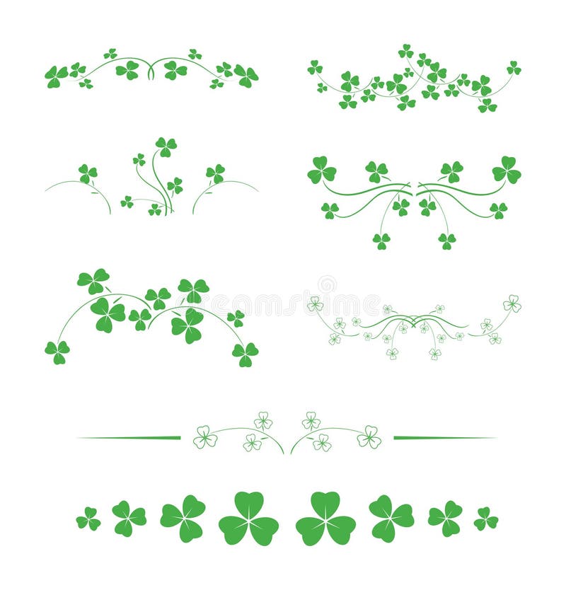 Green Clover Leaves - Trefoil - Vector Decorative Design Elements Stock ...