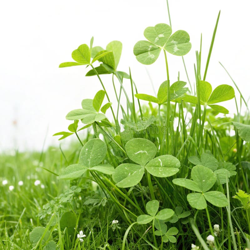 Green Clover Patch in Spring Grass Isolated Stock Illustration ...