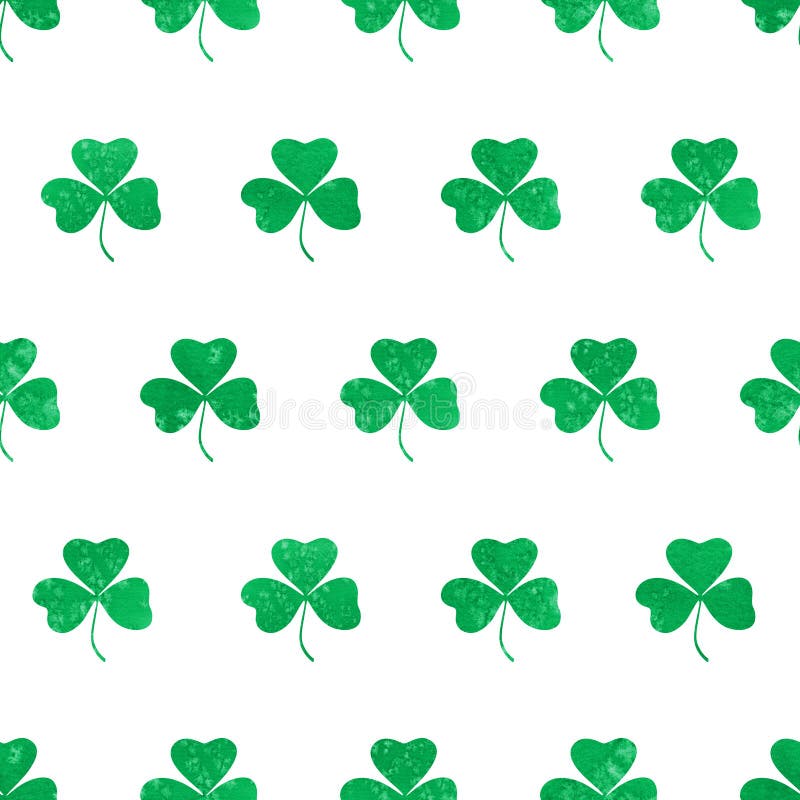 Green Clover Seamless Pattern. Watercolor Clover Stock Photo - Image of ...