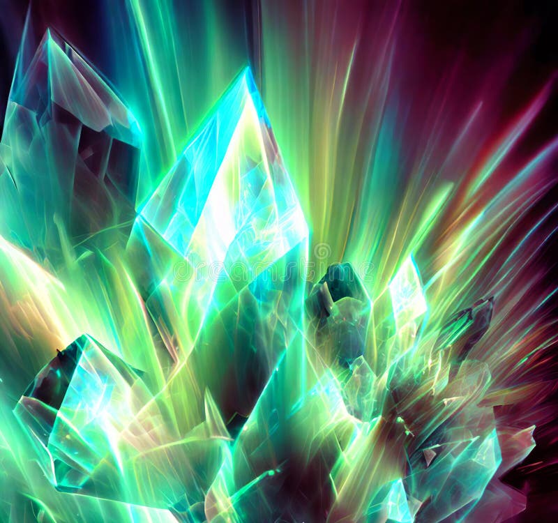 Green Cluster of Grown Crystals Stock Illustration - Illustration of ...