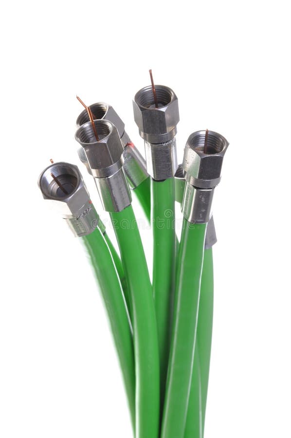 Green coaxial cables stock image. Image of connector - 28906035