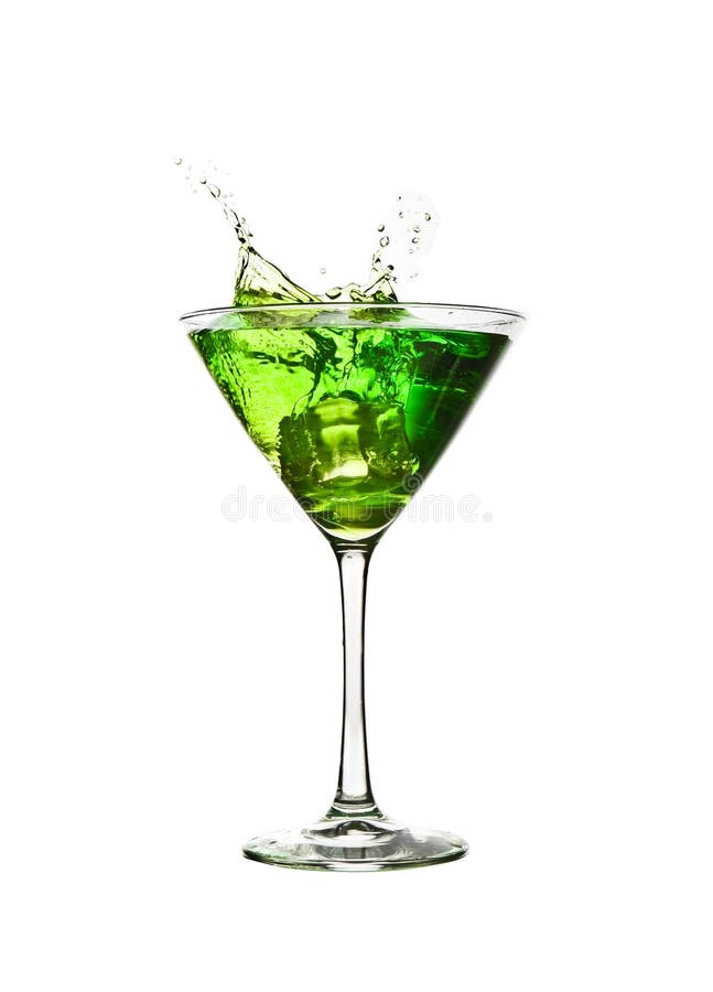 Green cocktail splash stock image. Image of glass, cube - 13708343