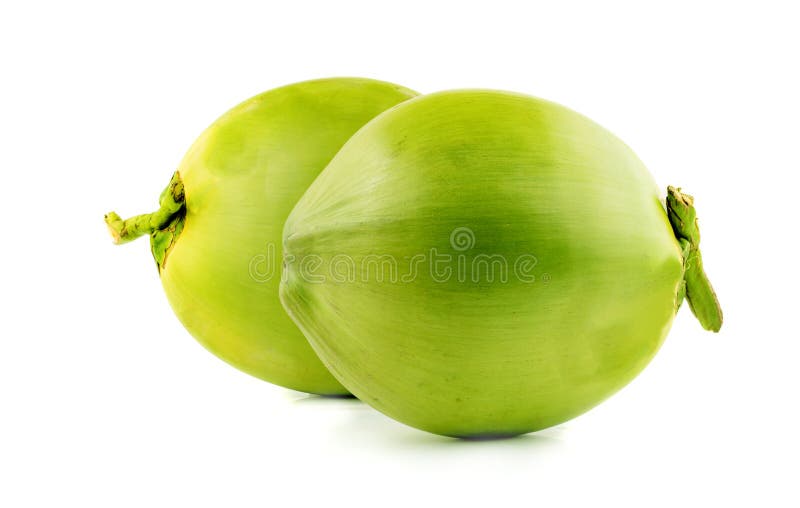 Green Coconut with Drops of Water Isolated on White Background Stock ...