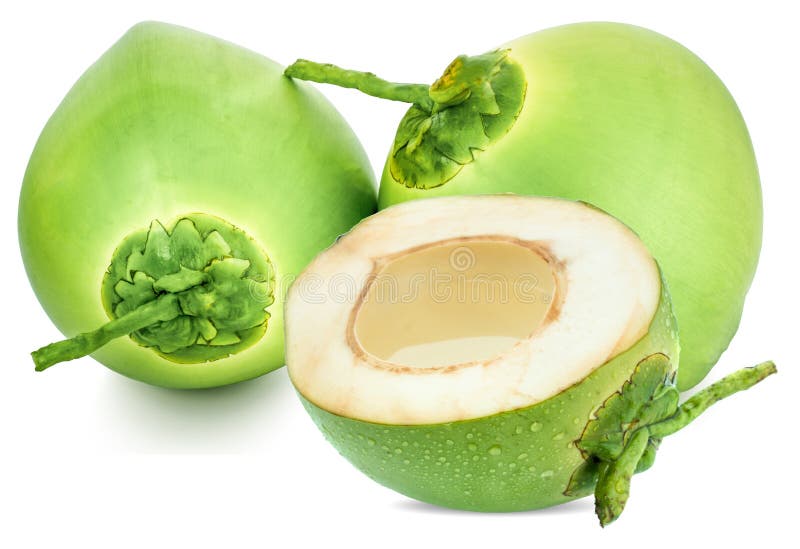Green Coconut Isolated on White Background Stock Image - Image of milk ...