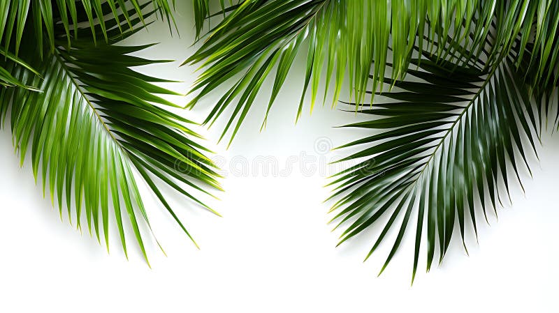 Green Coconut Leaves on White Background Tropical Plants Border AI ...