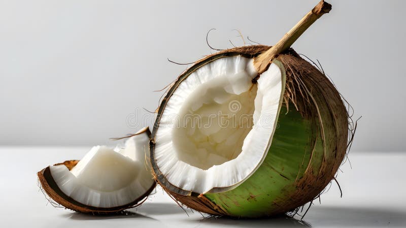 Green Coconut Still Life Minimalist Avatar with White Background Stock ...