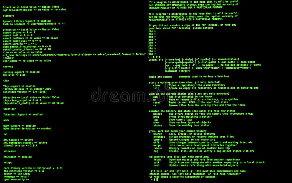 Green Code in Command Line Interface. CLI. UNIX Bash Shell Stock Illustration - Illustration of ...