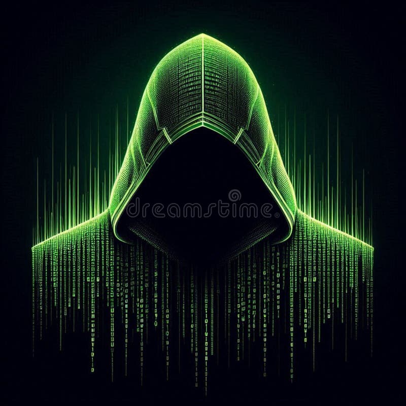 The Green Code Looks Like a Hacker Stock Illustration - Illustration of ...