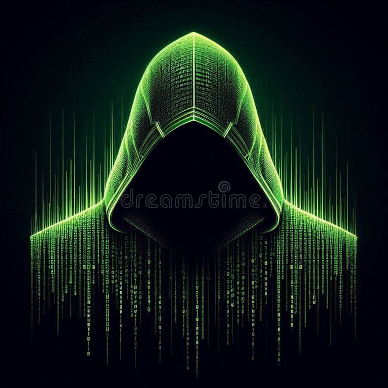 The Green Code Looks Like a Hacker Stock Illustration - Illustration of ...