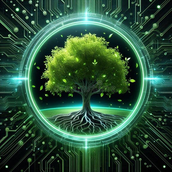 Green Code: Nature S Algorithm in a Digital World Stock Illustration - Illustration of ...