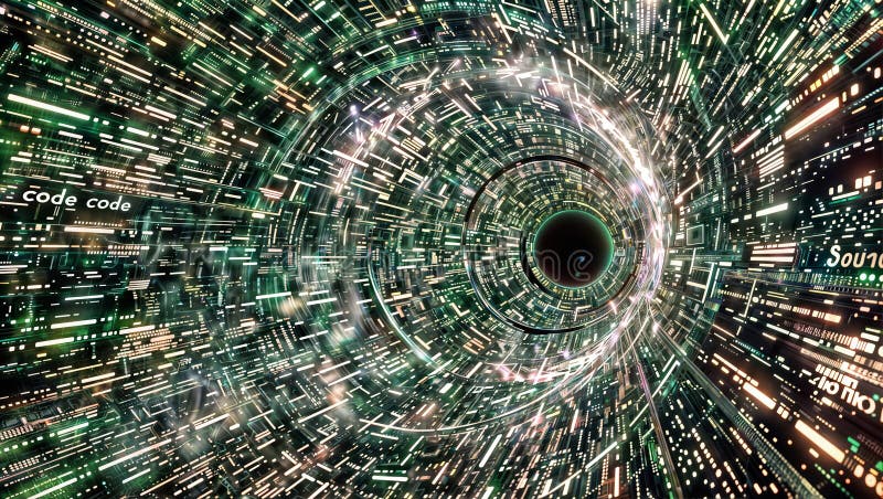 Green Code Vortex: Cyberpunk Coding & Data Flow, Generative Ai Stock Illustration - Illustration ...