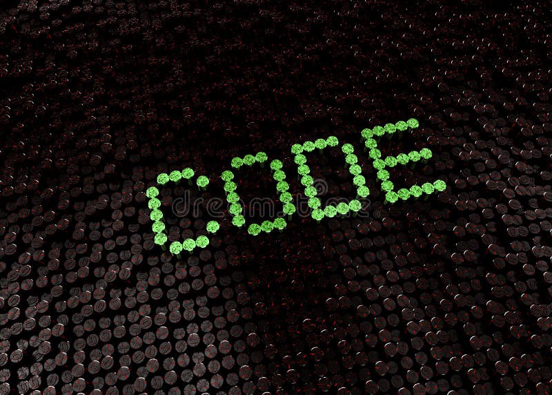 Green Code Word with Digital Background Stock Photo - Image of black ...