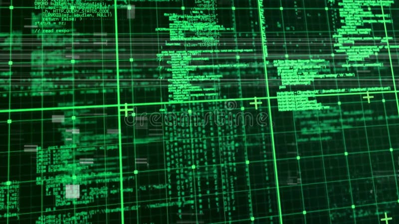 Green Coding And Data Processing Animation Over Grid Background Stock Video Video Of