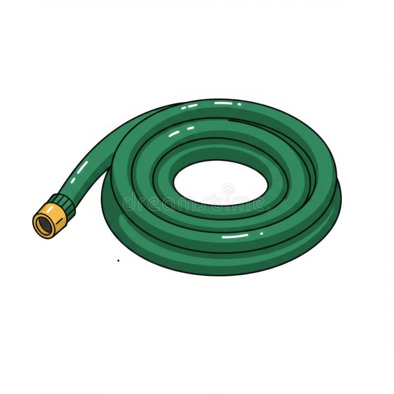 Green Coiled Garden Hose with Gold Connector Stock Illustration ...