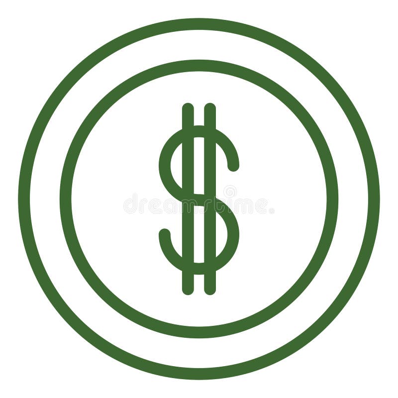 Green Coin with a Dollar Sign Stock Illustration - Illustration of ...