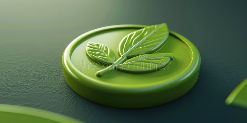 Green Coin with a Leaf on it Stock Image - Image of generated, bright ...
