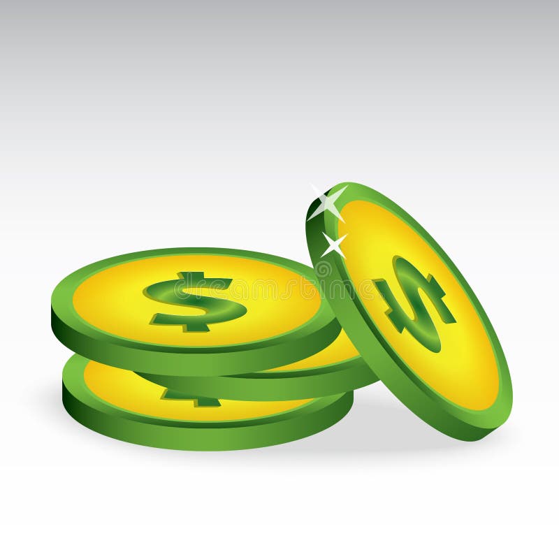 Green Coin with Yellow Gradient Stock Vector - Illustration of cash ...