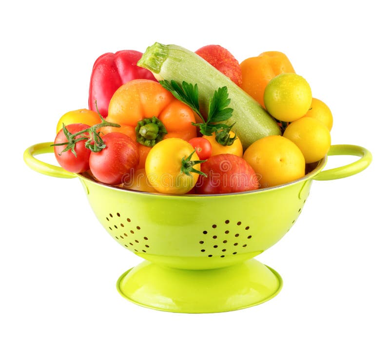 Green Colander with Fresh Vegatables Vegan Cooking Concept Stock Image ...