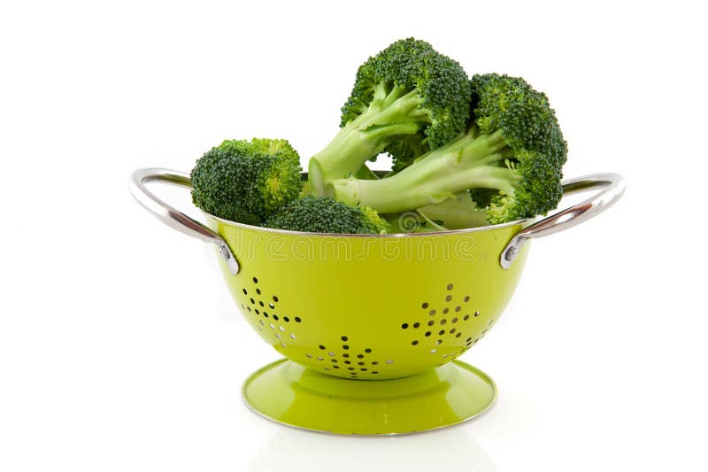 Green Colander for Washing Broccoli Stock Photo - Image of meal ...