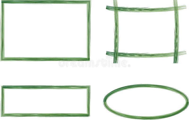 Green Color Art Pine Pattern Frames Set Vector Stock Vector ...