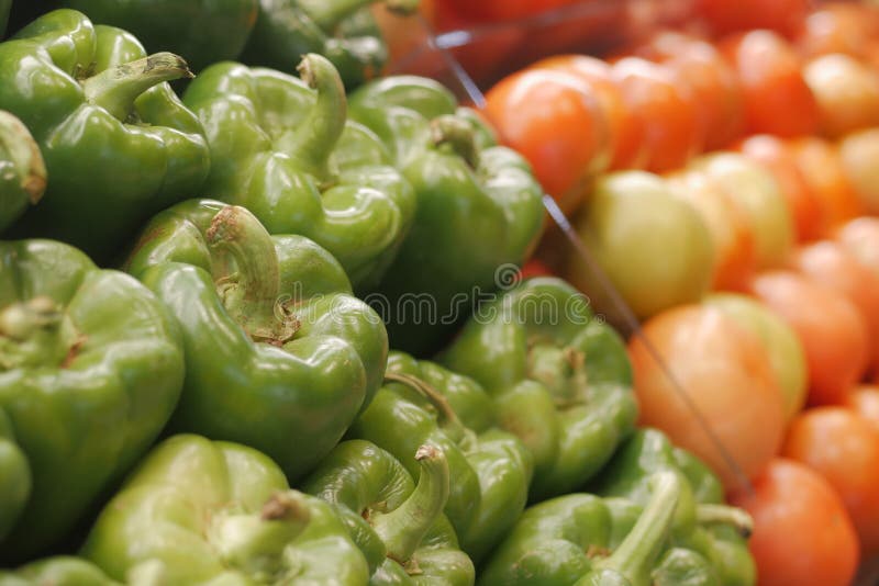 Green Color Capsicum Display for Sale Stock Photo - Image of board ...