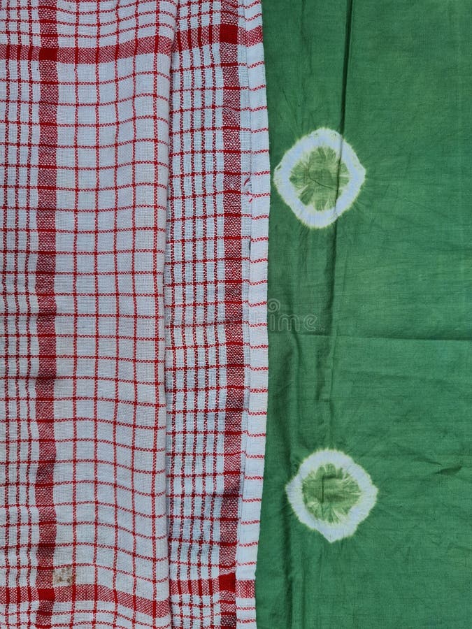 Green Color Combination White Cloth and on it a White Plaid Cloth Stock ...