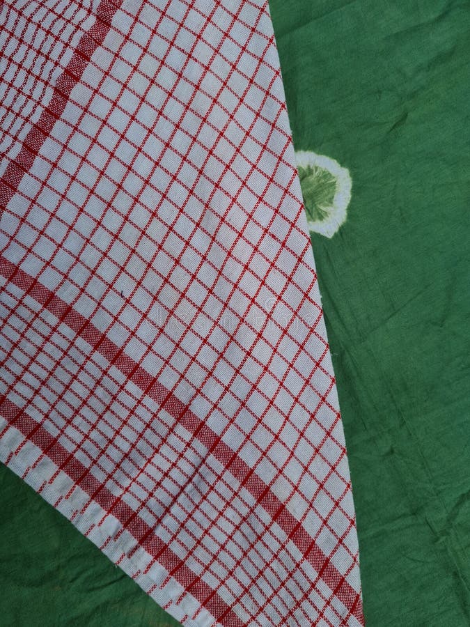 Green Color Combination White Cloth and on it a White Plaid Cloth Stock ...