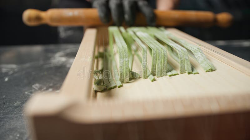 The Green Color of Creative Spaghetti Making Stock Image - Image of ...