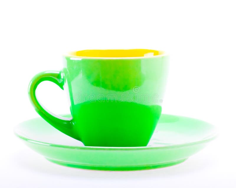 Green Color Cup on Plate stock photo. Image of drink - 37009678
