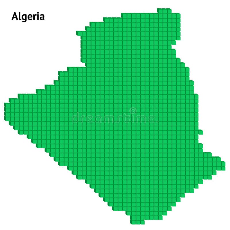 Vector Illustration Pixelated Geographical Map of Algeria Stock Vector ...