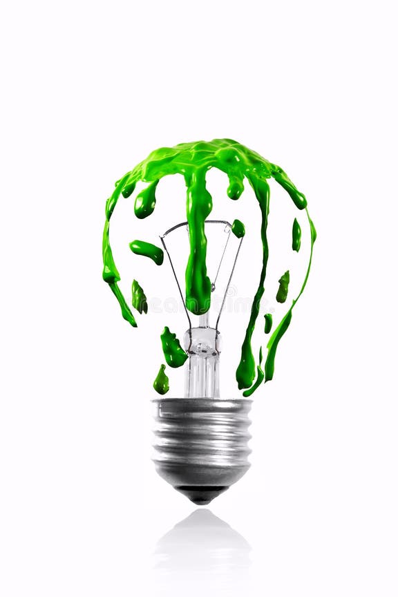 Green Color Dripping on Light Bulb Stock Illustration - Illustration of ...