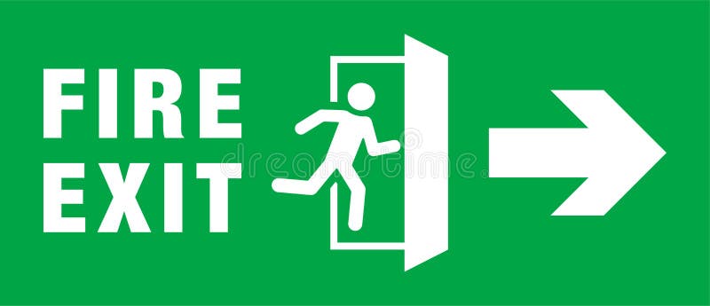 Green Color Emergency Fire Exit Sign. Warning Sign Stock Vector ...