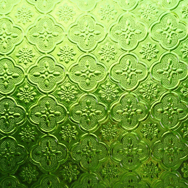Green Color Glass with Thai Pattern Stock Photo - Image of thai, color ...