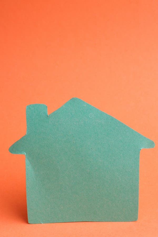 Green Color House Shape on Orange Background. Stock Image - Image of ...