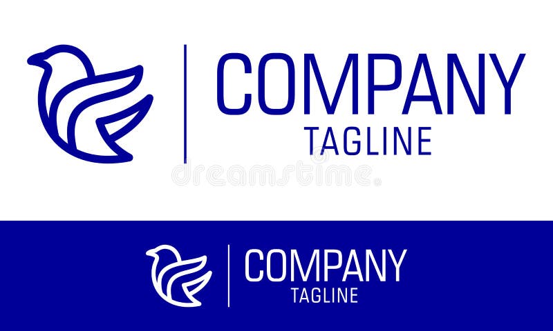 Blue Color Line Art Beautiful Bird Concept Logo Design Stock Vector ...