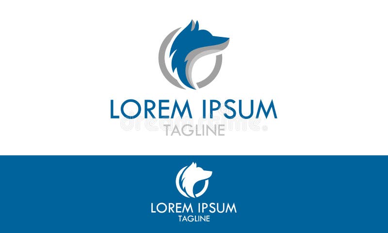 Blue and Grey Color Simple Wolf Creative Concept Logo Design Stock ...
